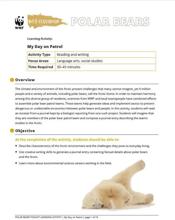 Teaching Tools on Polar Bears and Climate Change | World Wildlife Fund