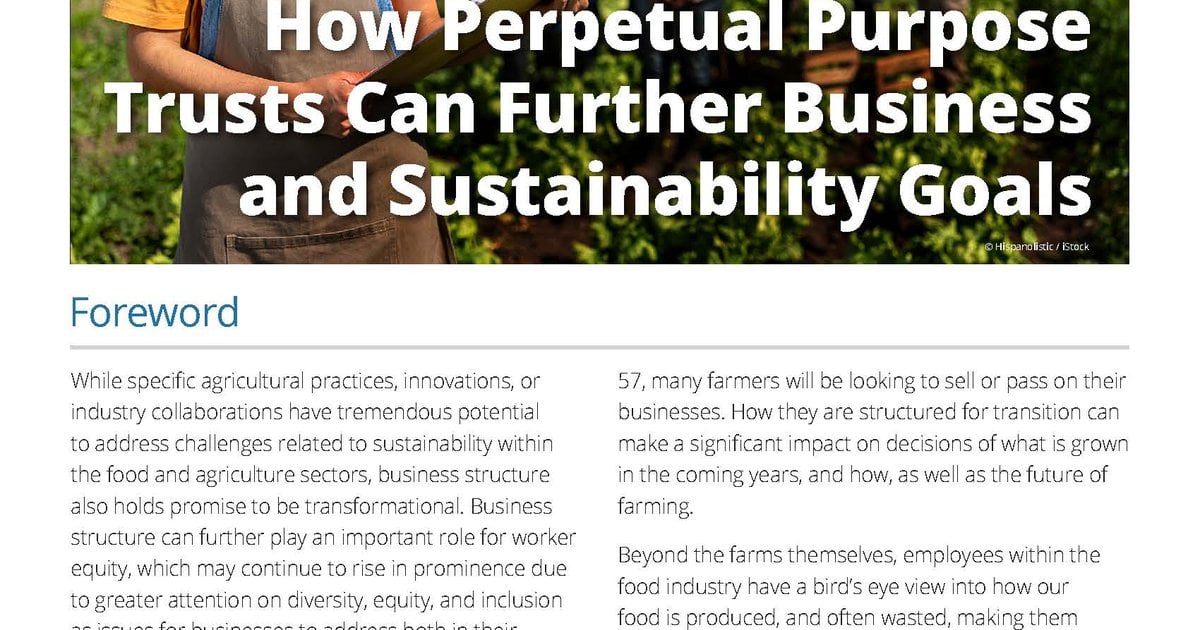 How Perpetual Purpose Trusts Can Further Business and Sustainability ...