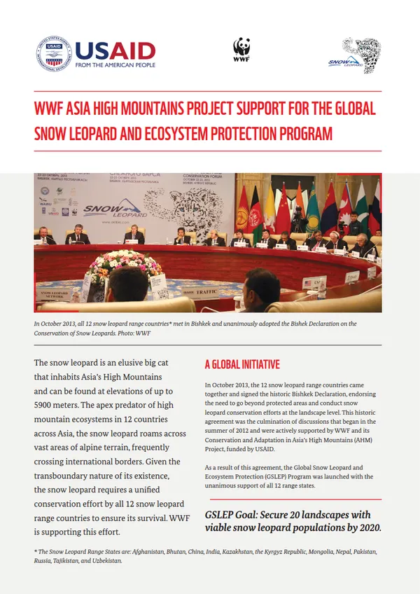 WWF Asia High Mountains Project Support for the Global Snow Leopard and ...